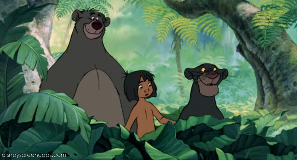 Image - Mowgli, Baloo, and Bagheera see the man-village.jpg - Disney Wiki